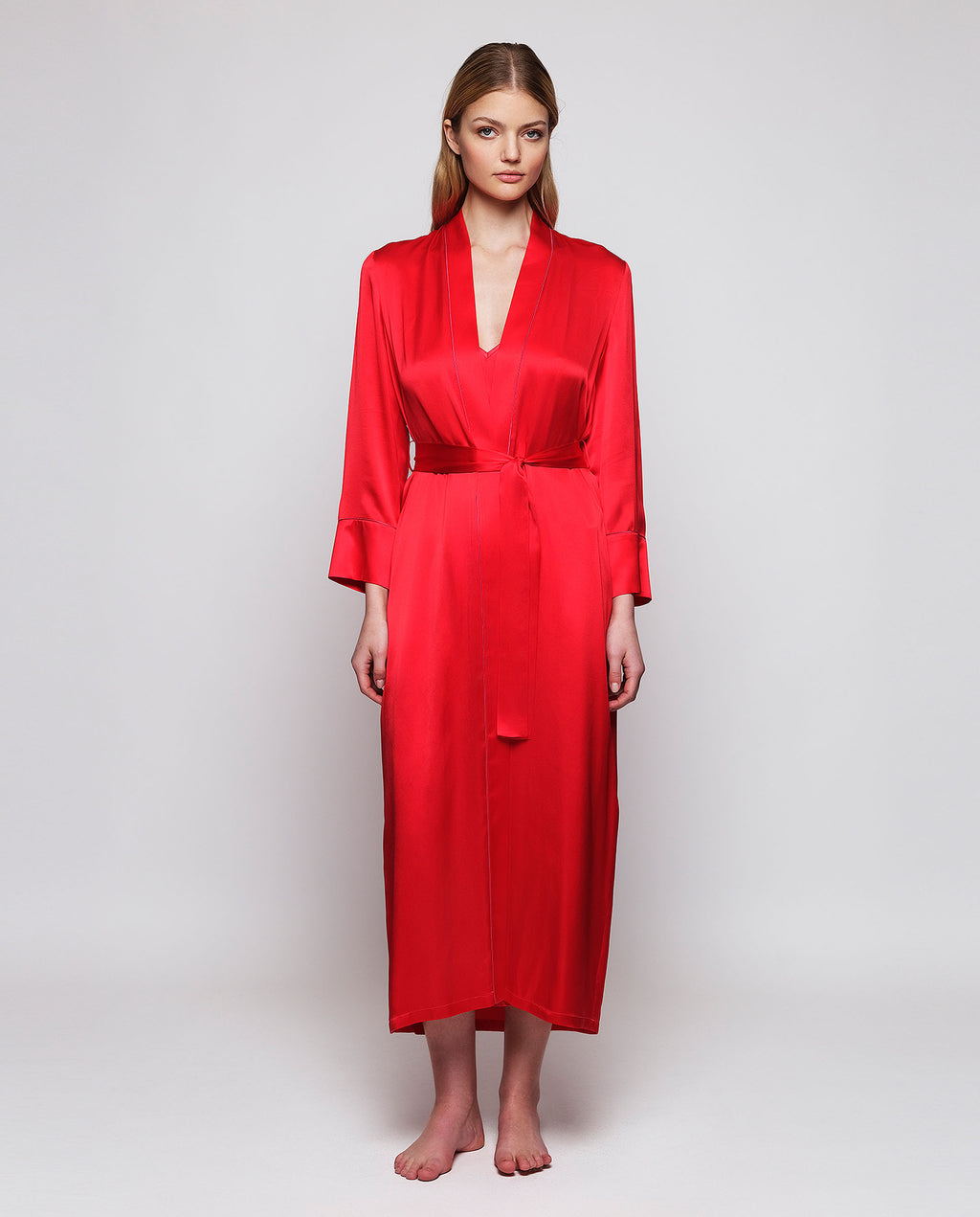 Red silk dressing gown – MIRTO