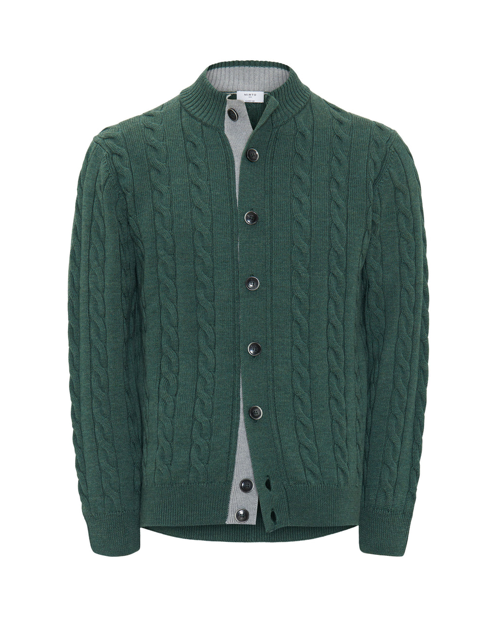 Chaqueta trenzada verde con botones - MIRTO