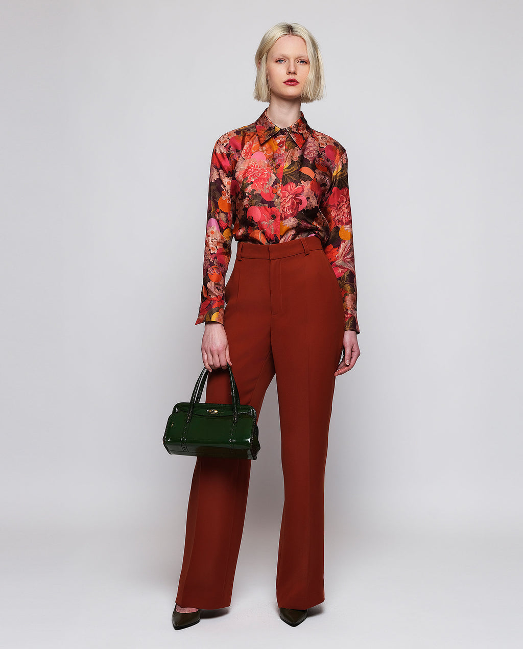 Red Liberty floral print in silk blouse – MIRTO