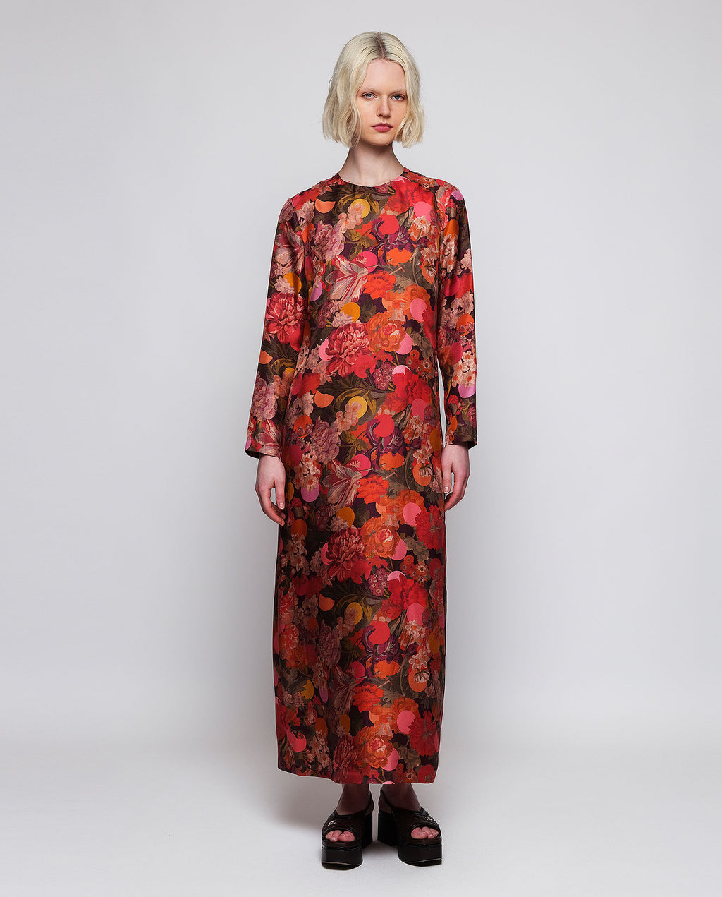 Red Liberty floral print silk dress – MIRTO