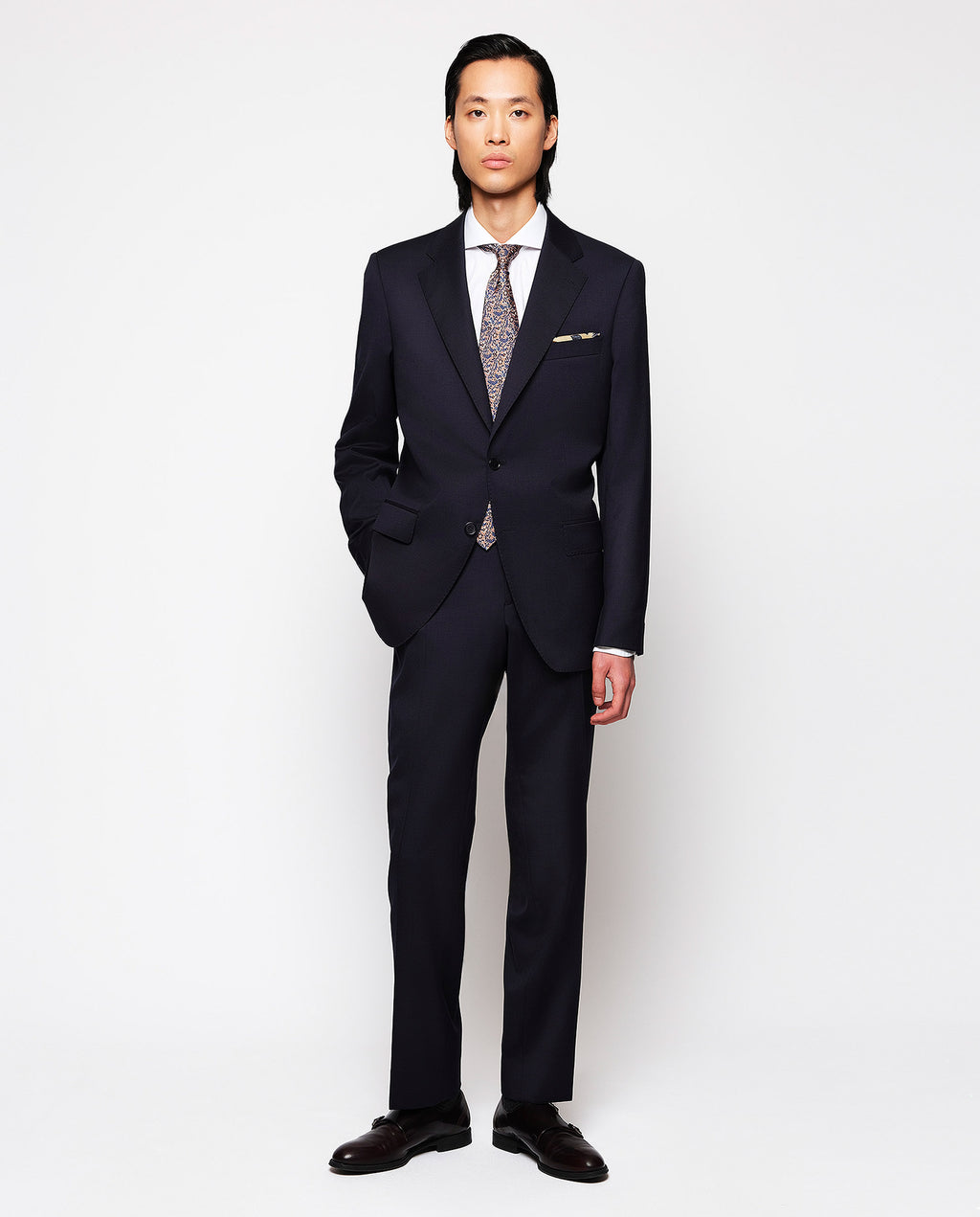 Navy blue super 110's wool fil-a-fil suit – MIRTO