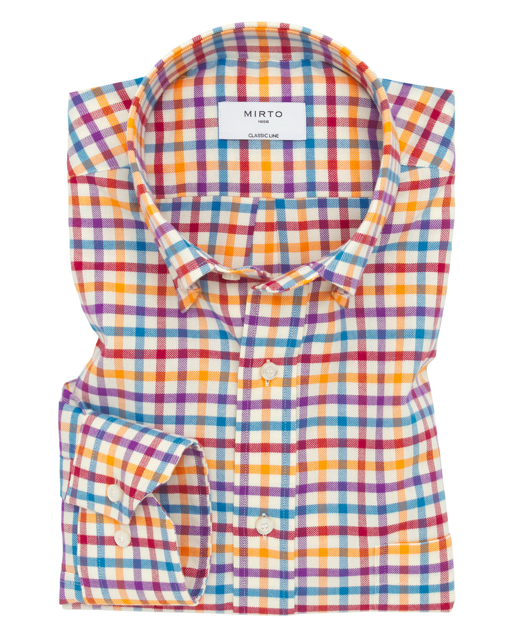 Beige casual shirt with multicolor plaid in flannel – MIRTO