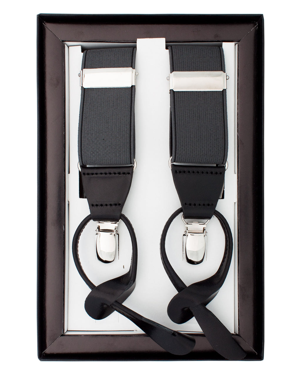 Grey clip & button braces by MIRTO