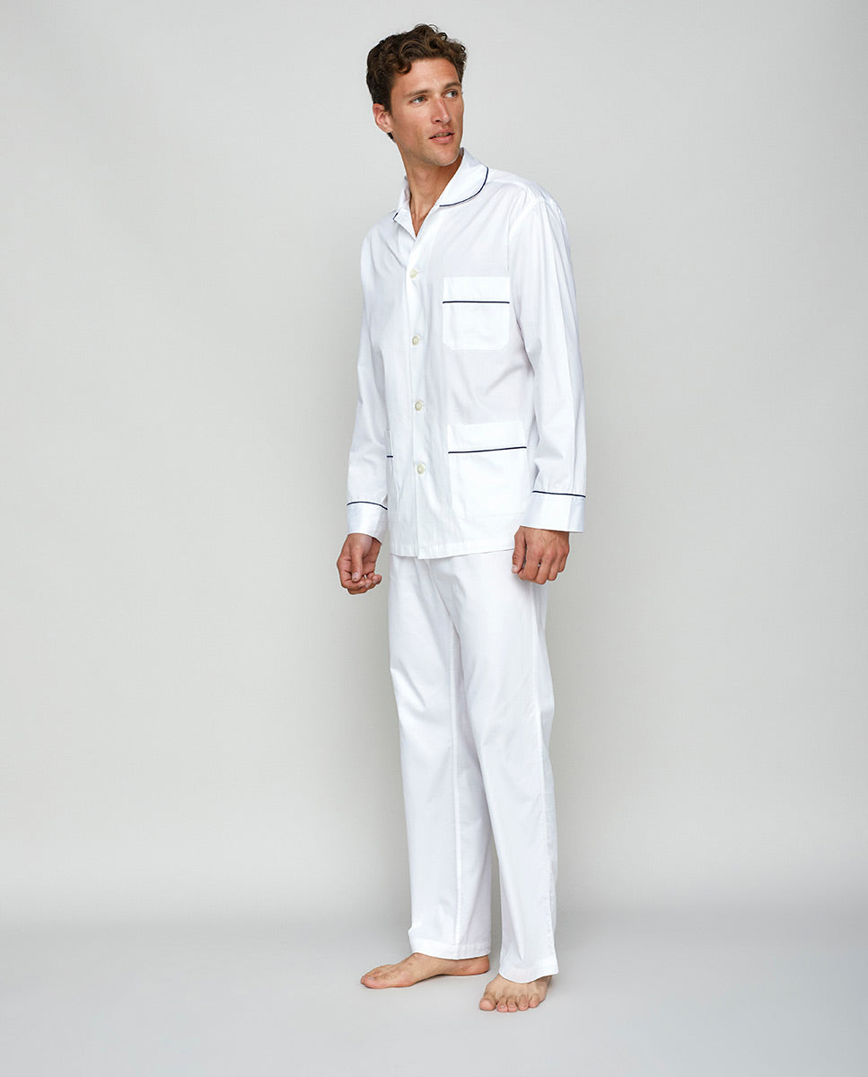 White cotton satin pyjamas by MIRTO